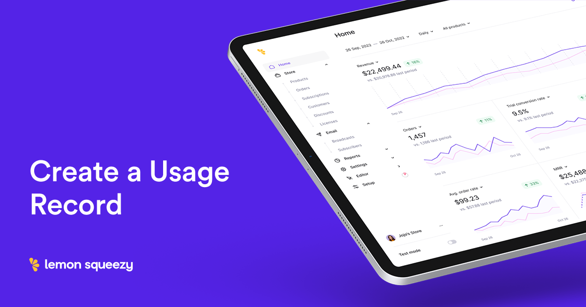 API Docs: Create a Usage Record • Lemon Squeezy
