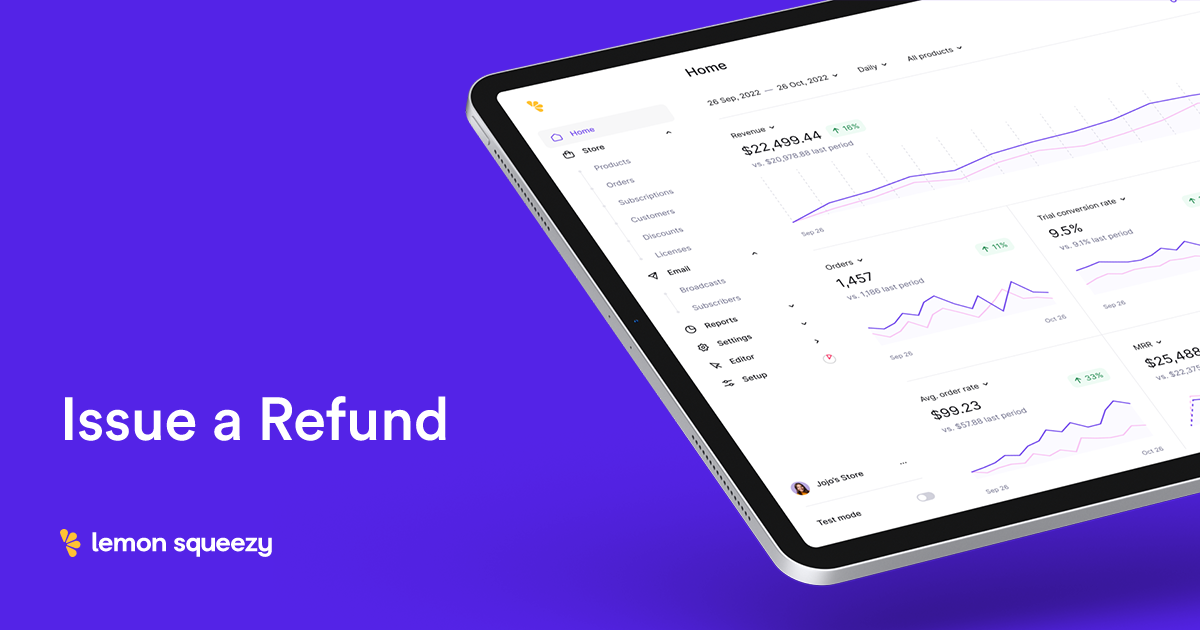API Docs: Issue a Refund • Lemon Squeezy
